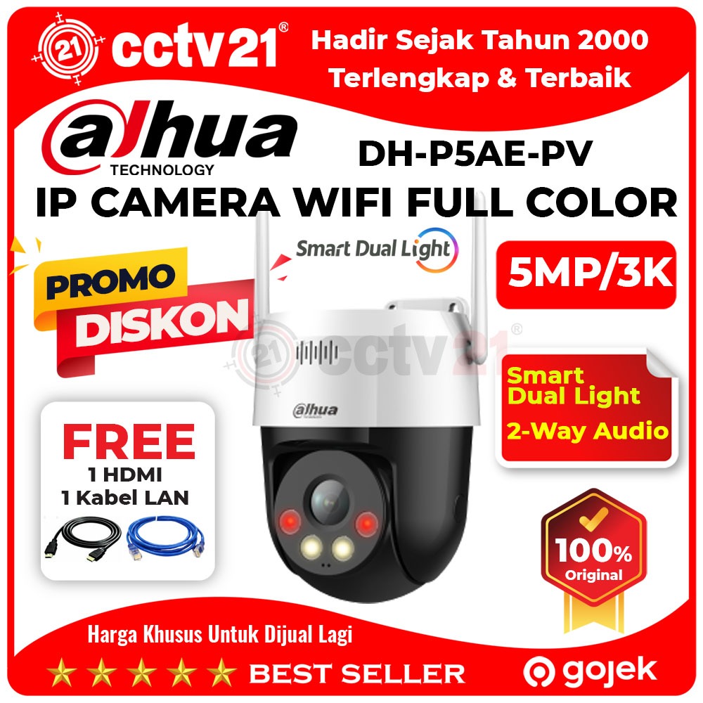 Jual Dahua Picoo A2 5MP DH-P5AE-PV Full Color Wifi Network PT Camera ...