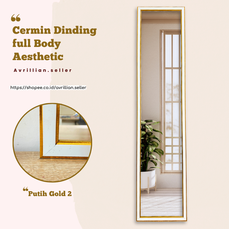 Jual Kaca Full Body Cermin Aesthetic Double Frame Kayu 127x30 Gantung ...