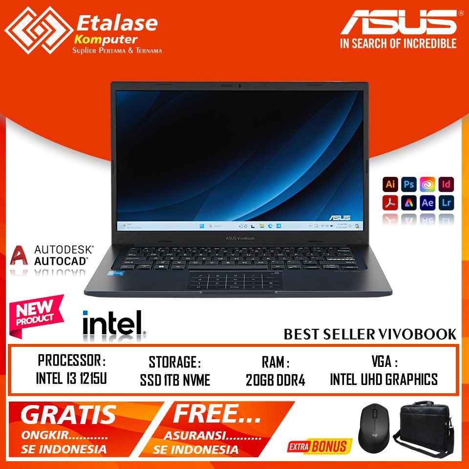 Jual Asus Vivobook 14 X1404za Intel core i3 1215u 20GB 1TB Ssd nvme FHD Windows 11 Original ...