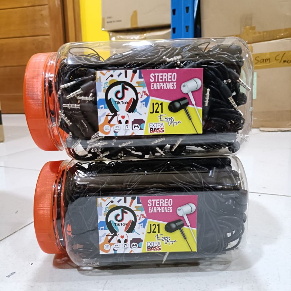 Jual HANDSFREE TIKTOK J21 TOPLES (1 TOPLES) WARNA HITAM NON KARET | Shopee Indonesia