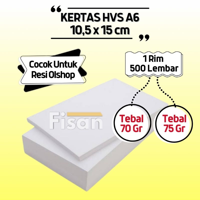 Jual 500 Lembar Kertas HVS A6 / Resi Olshop 75 Gram Gr 70 Gram Gr ...