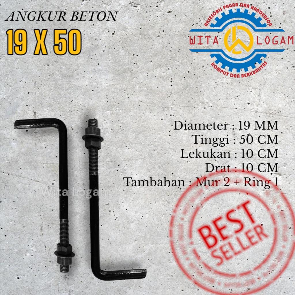 Jual Angkur Besi Beton bubut ukuran diameter besi 19 Panjang 30cm/40cm ...