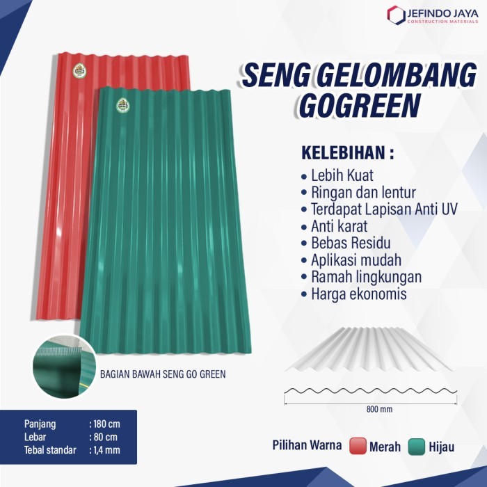 Jual ATAP SENG GELOMBANG GO GREEN / ATAP PVC GO GREEN *180X80* | Shopee ...