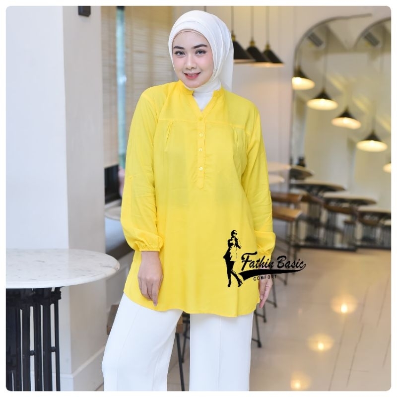 Jual Blouse Rayon Polos Kuning Yellow Blus Cewek Baju JUMBO Lengan ...