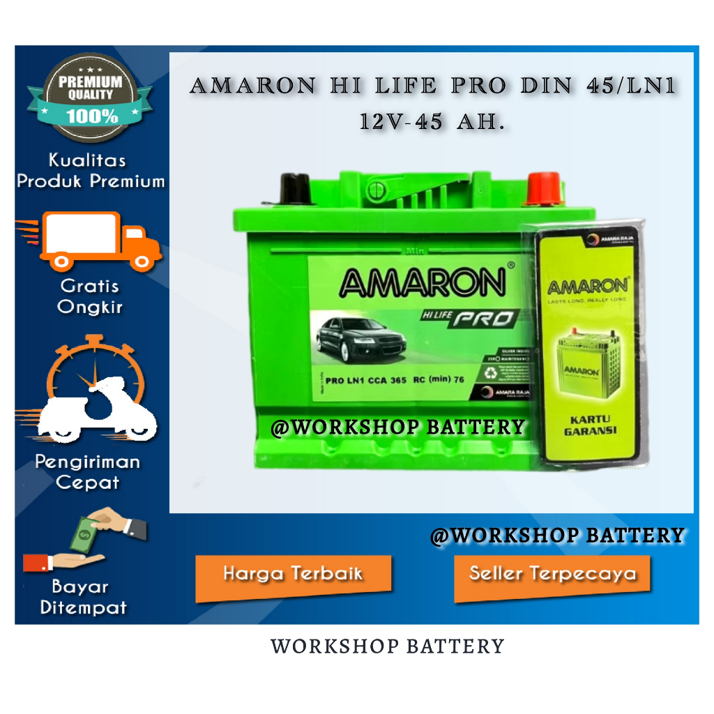 Jual AKI MOBIL KIA SONET. AMARON HI LIFE PRO DIN 45/LN1 12V-45 AH. | Shopee Indonesia