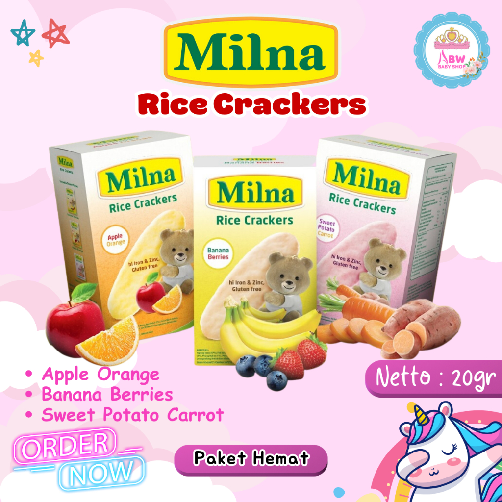 Jual Biscuit Milna Rice Crackers 20g Snack Crackers Biskuit Beras ...