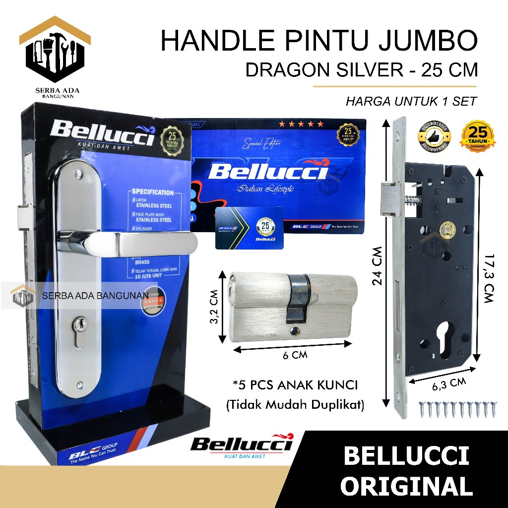 Jual Kunci Pintu Besar Bellucci DRAGON BLC NP Handle Besar Bellucci Handle Stainless Handle ...