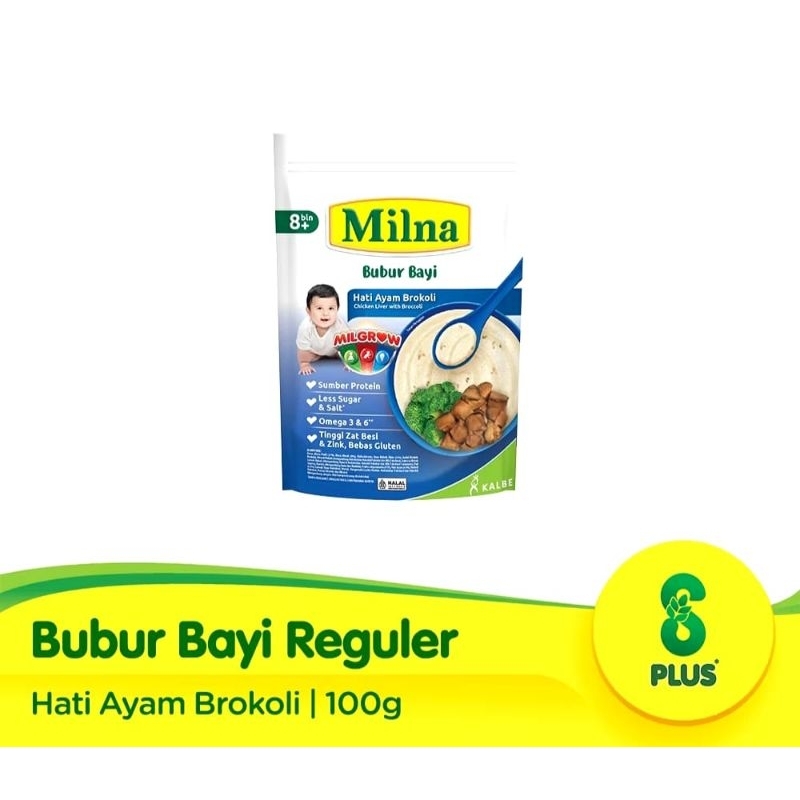 Jual MILNA Bubur Bayi Reguler 8+ Pouch 100gr - Salmon Cah Bayam ...