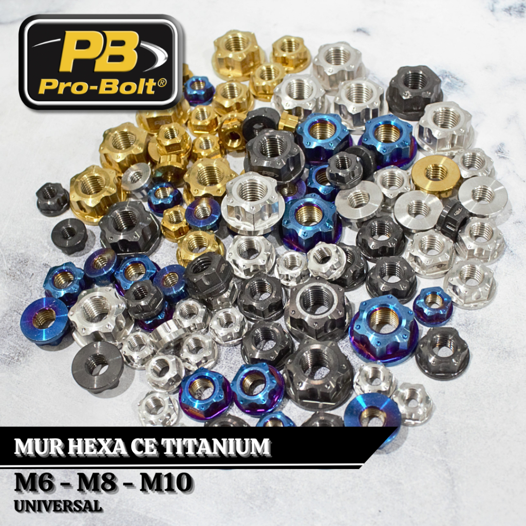 Jual Pro-Bolt Mur Hexa CE Titanium Mur CE Hexa Titanium Ukuran Drat M6 M8 M10 Mur Titanium ...