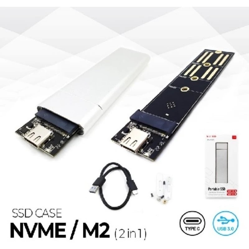 Jual CASING SSD 2 IN 1 - M2 NVME M2 SATA SSD Enclosure Dual protocol ...