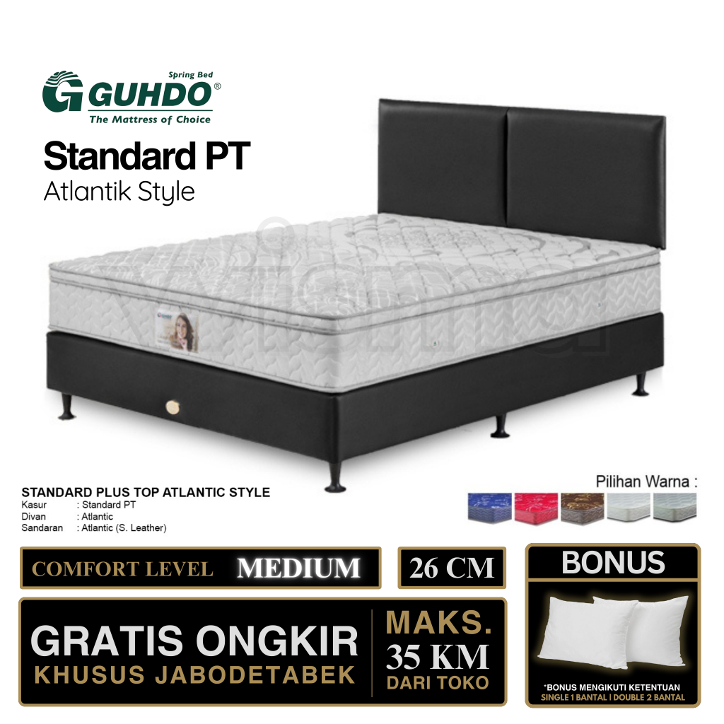 Jual Kasur Springbed Fullset Guhdo Standard Plushtop Atlantik Putih Biru Merah Coklat Abu-abu ...
