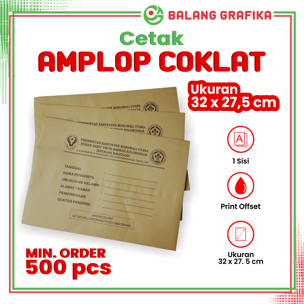 Jual Cetak Amplop Coklat Map 1 Warna Ukuran 32 x 27,5 cm | Shopee Indonesia
