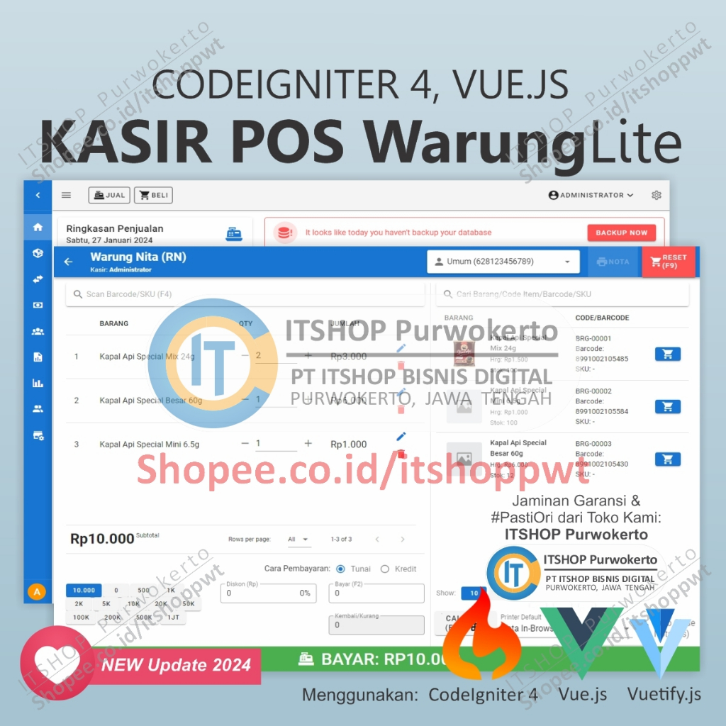 Jual Source Code Aplikasi Web Kasir Warung AksaPOS edisi Lite menggunakan Codeigniter 4 | Shopee ...