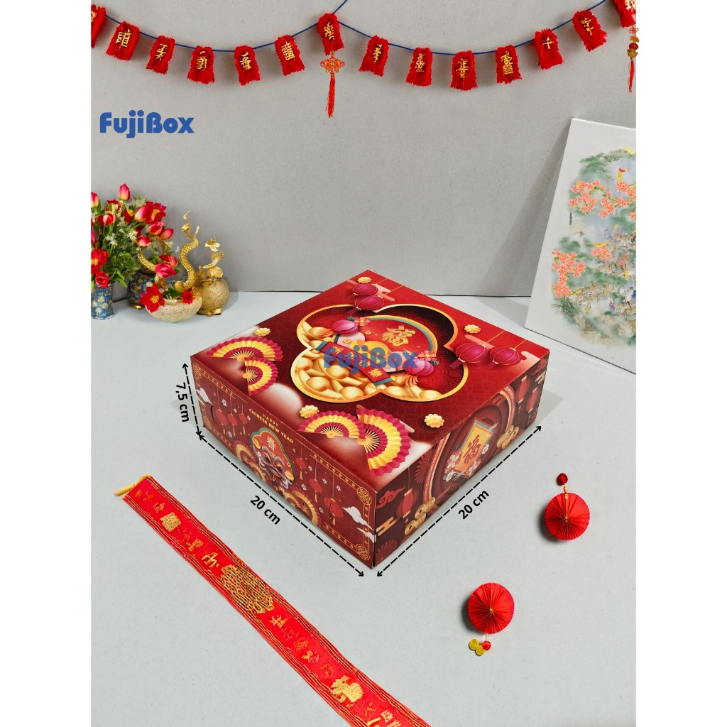 Jual ( 10 Pcs ) Fuji Box Dus Box Kotak Kue Hampers Packaging imlek 20 x ...