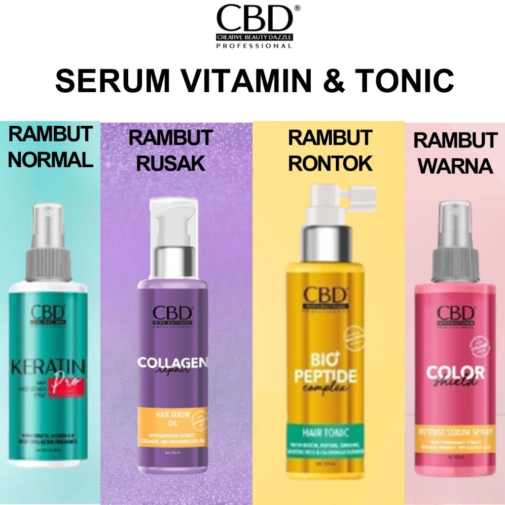 Jual CBD Tonic Kuning Bio + Peptide Ungu COLLAGEN REPAIR HAIR SERUM OIL ...