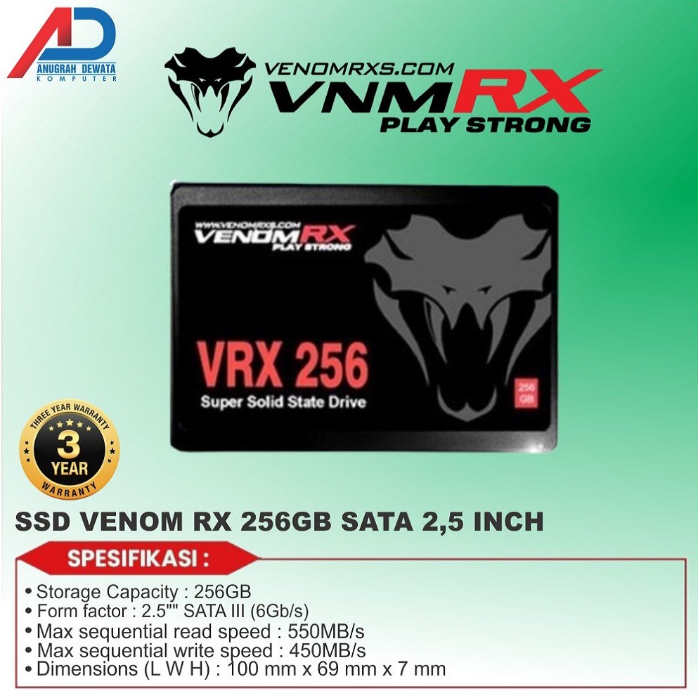 Jual VENOMRX 256GB SSD SATA VENOM RX 256 GB | Shopee Indonesia