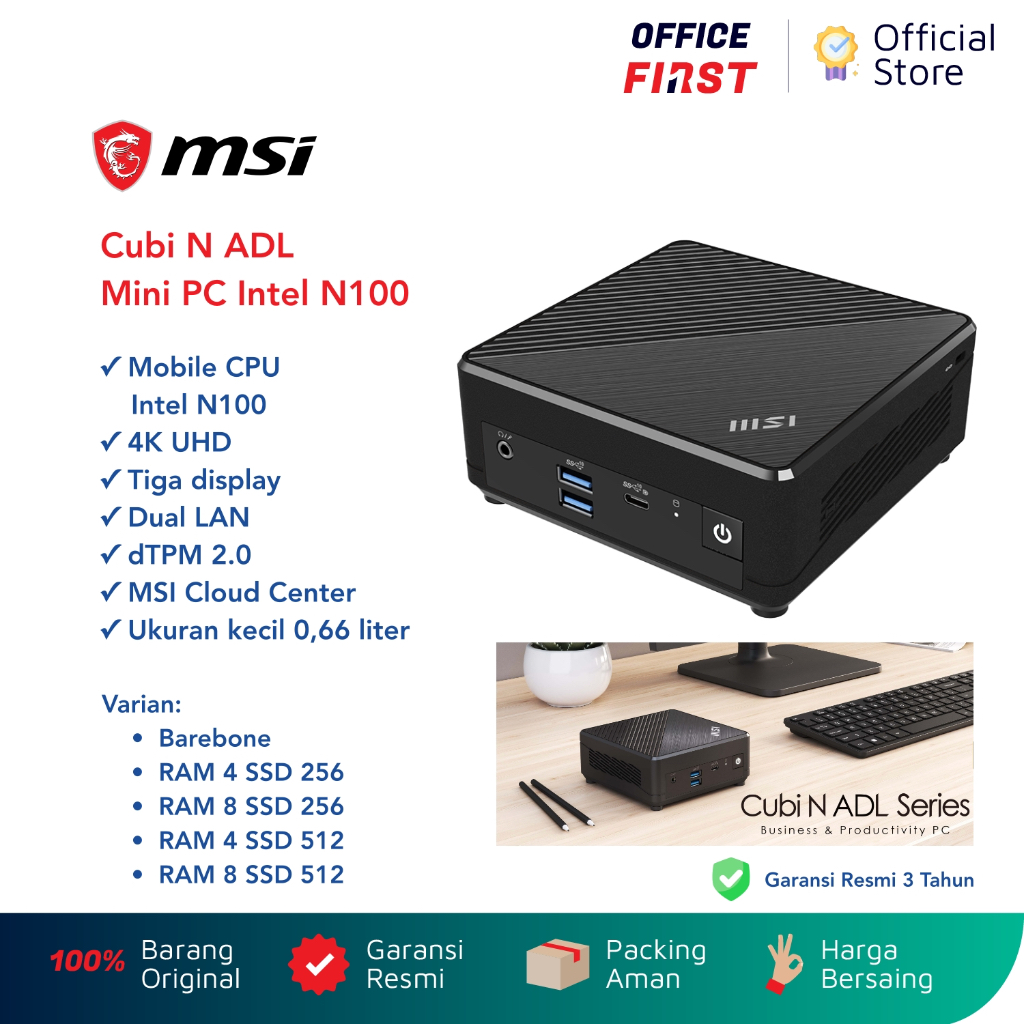 Jual MSI Cubi N ADL Mini PC Intel N100 / Barebone / SO-DIMM DDR4 / RAM ...
