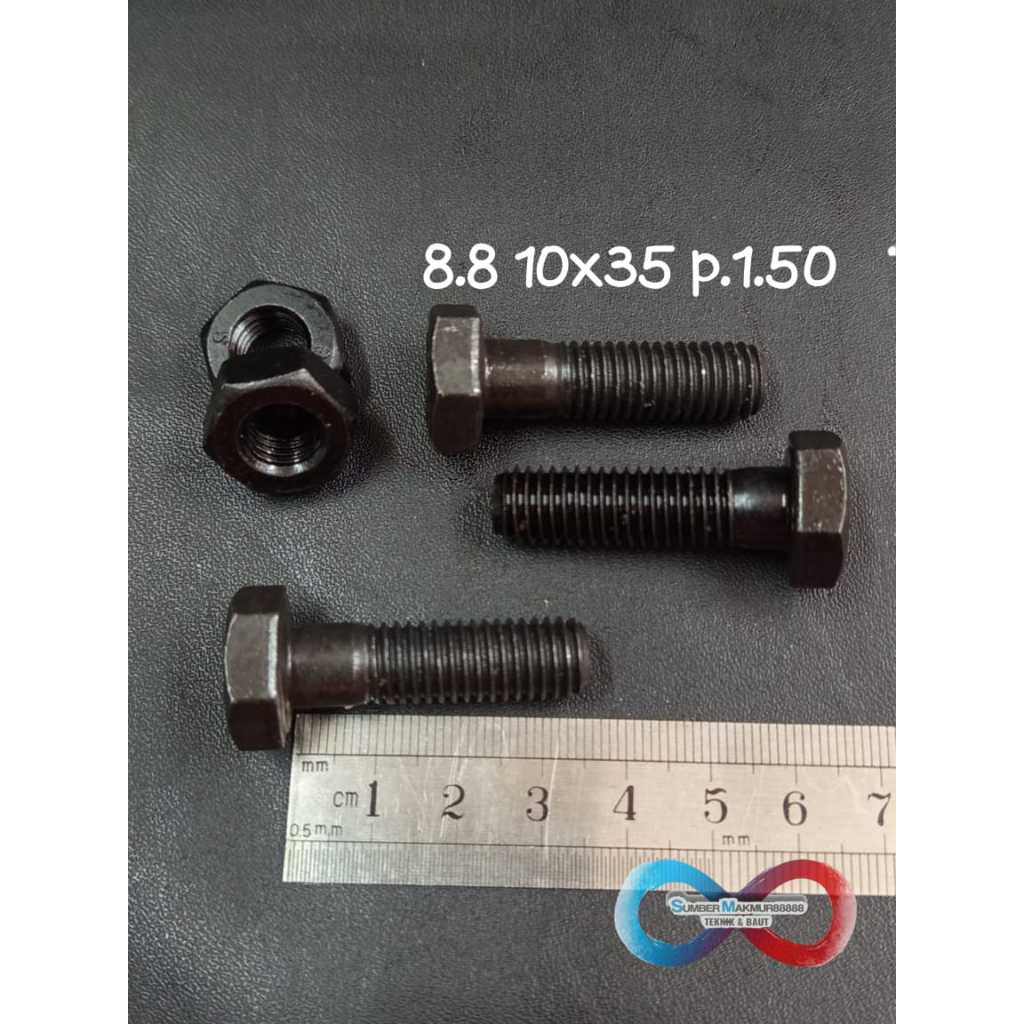 Jual Baut Mur Baja htb (grade 8.8) 10x35 mm p.1,50 TIDAK FULLDRAT | Shopee Indonesia