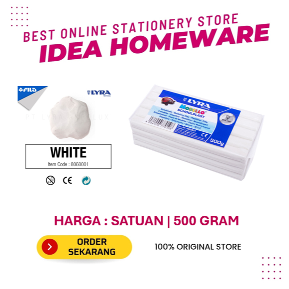 Jual Lyra Modelling Clay White 500 gr School Plast Lilin Mainan ...