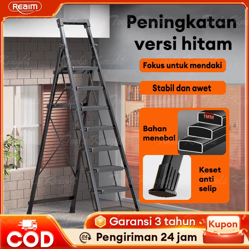 Jual Reaim Tangga Lipat Multifungsi 3/4/5/6/7/8 Step hitam Tangga Lipat Aluminium Household ...