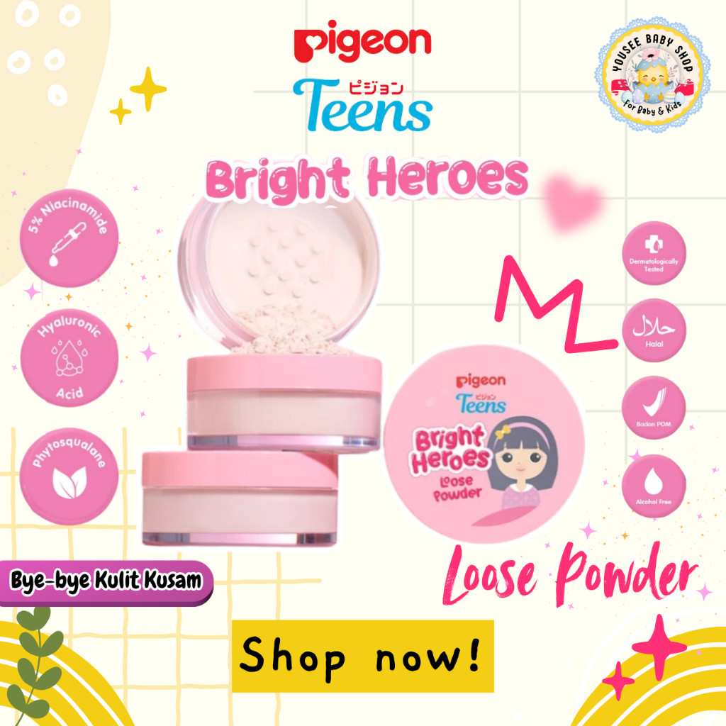 Jual Pigeon Teens Bright Heroes Loose Powder Niacinamide Hyaluronic ...