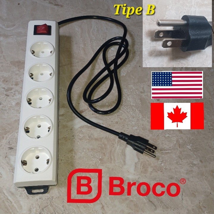 Jual AEBRAND Colokan Travel KAKI 3 USA CANADA 3/4/5 Lubang BROCO Switch ...
