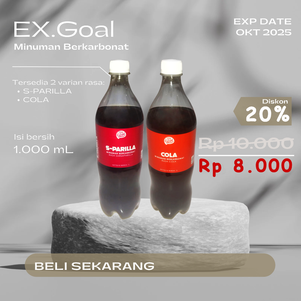 Jual Minuman Cola Ex.Goal rasa Sarsaparilla Cola Stroberi Jeruk nipis ...