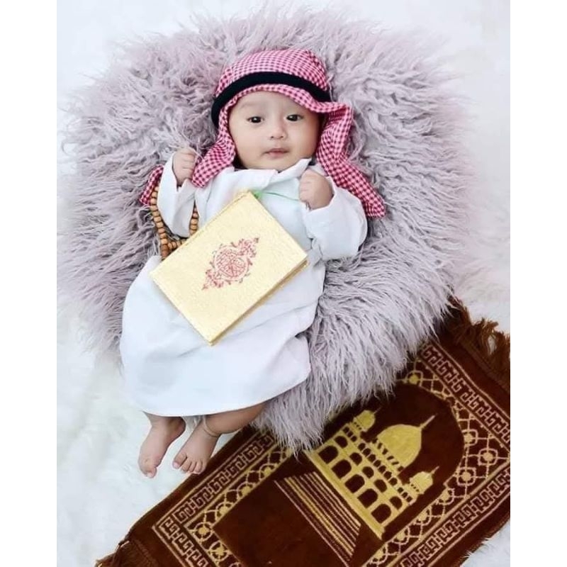 Jual GAMIS JUBAH BAYI POLOS LENGAN PANJANG SET SORBAN 0-2 TAHUN BAJU ...