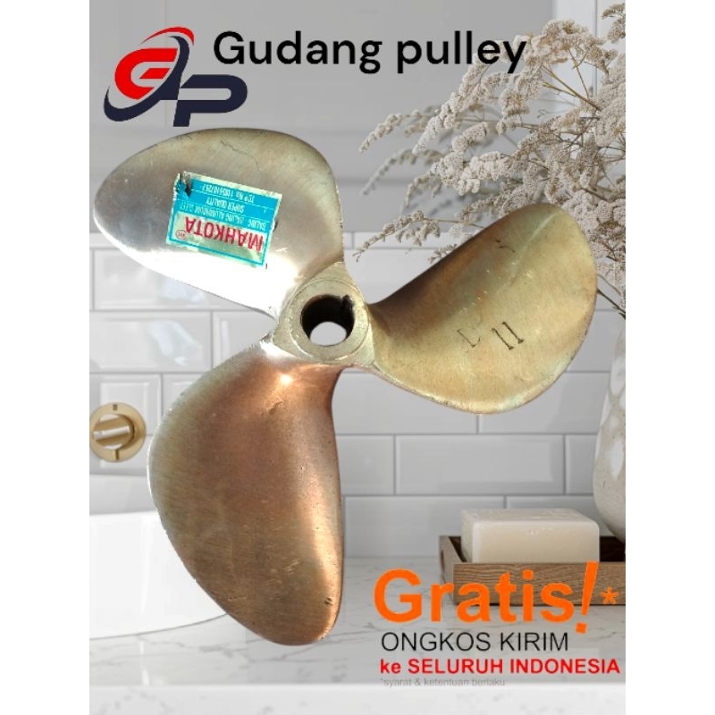 Jual besi kuningan asli>> kipas perahu baling perahu D-11 as 19mm 22mm ...