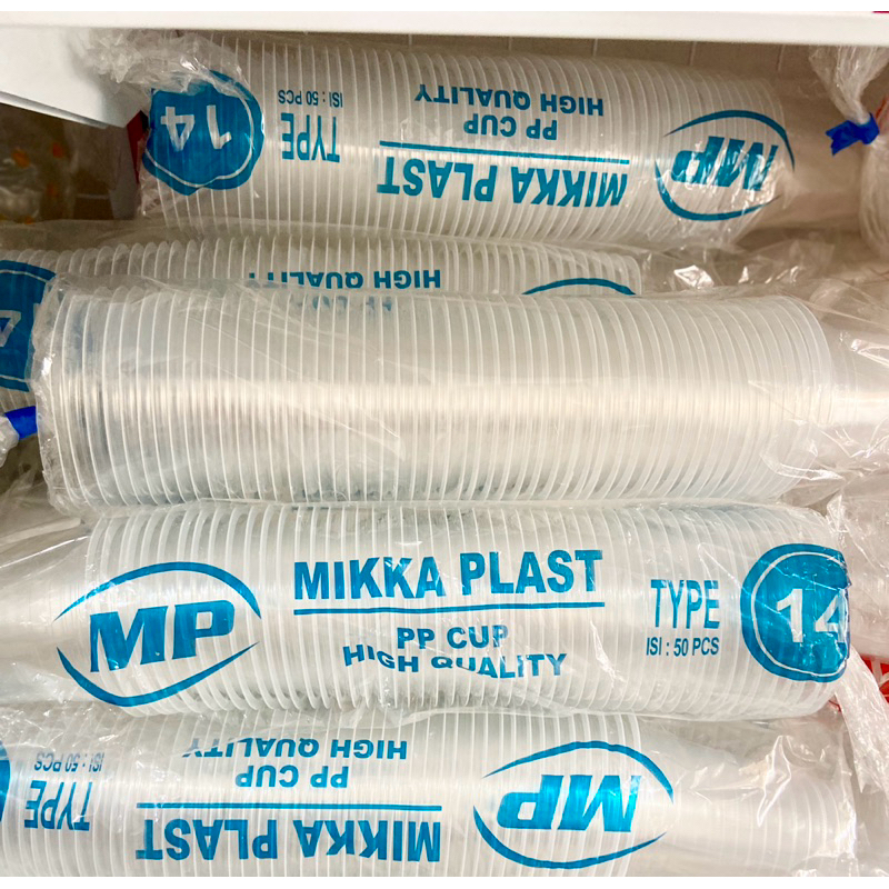 Jual Gelas cup 12 oz 14 oz 16 oz mikka plast | gelas MP cup berbagai ukuran | Shopee Indonesia
