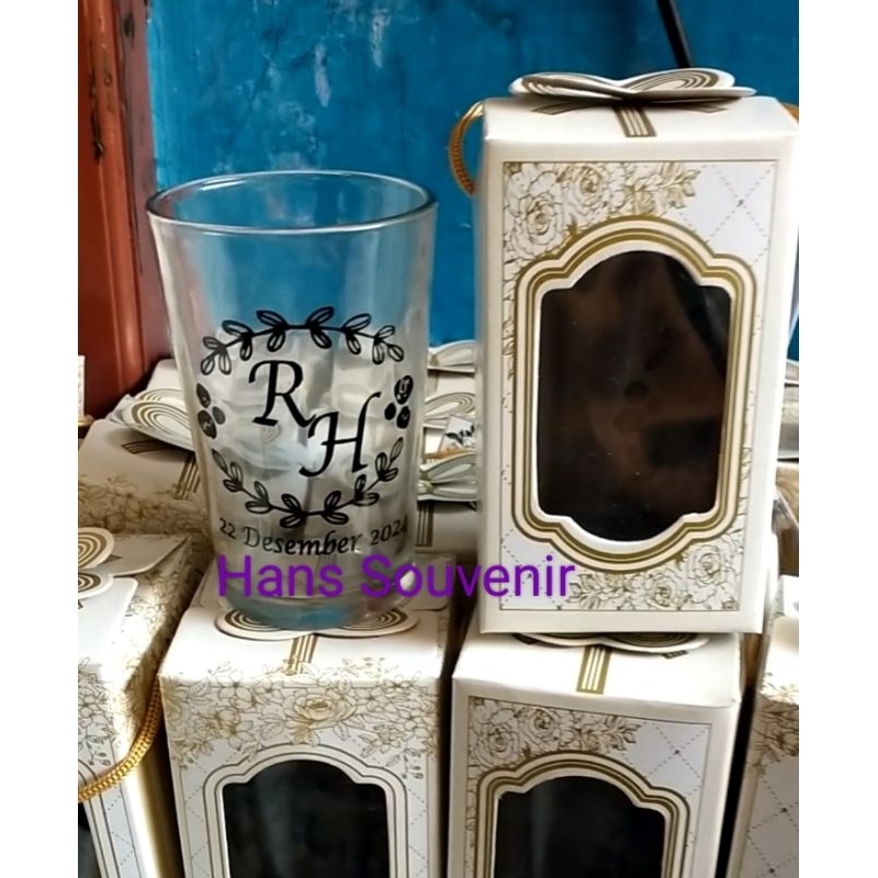 Jual souvenir gelas h10 /souvenir gelas kopi bungkus box/souvenir gelas ...