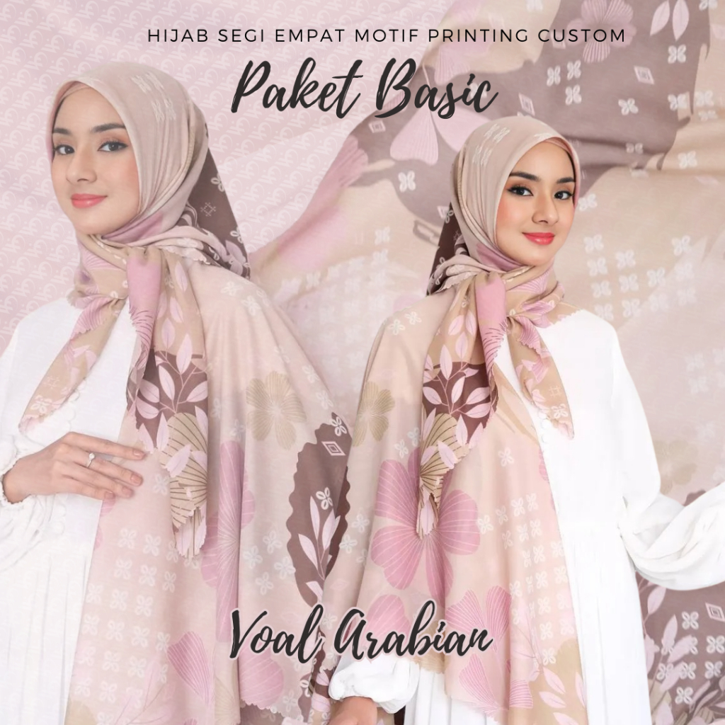 Jual Hijab Segi Empat Motif Printing Custom Paket Basic Voal Arabian ...