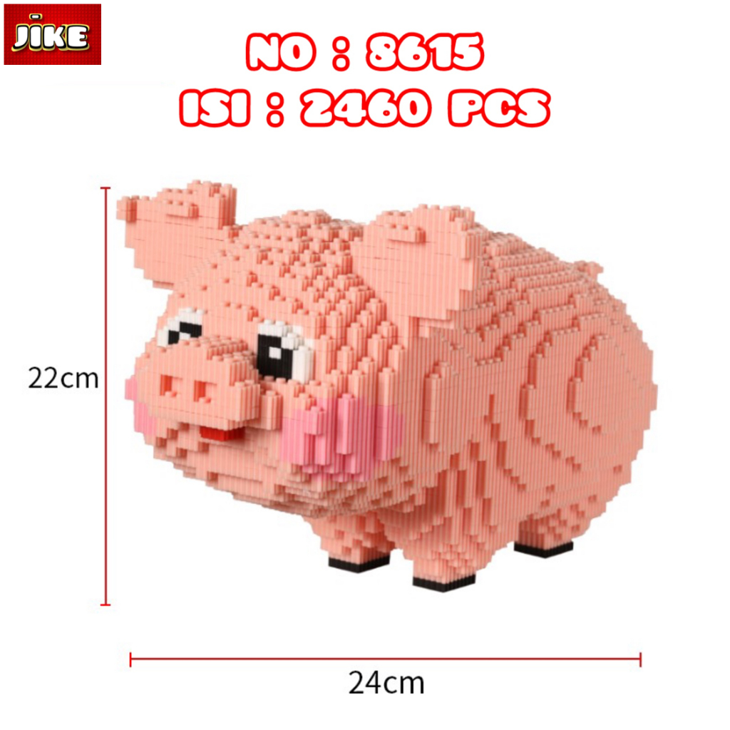 Jual JiKE Nano Blocks Medium Series Cute Pig 3D Model, Mainan Blok ...