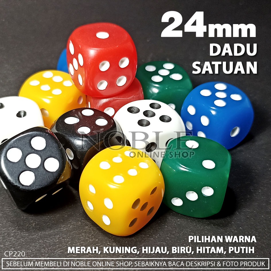 Jual Dadu 24 mm Dice Warna Color Pelengkap Bidak Games Permainan Kartu Monopoli Ludo Ular Tangga ...