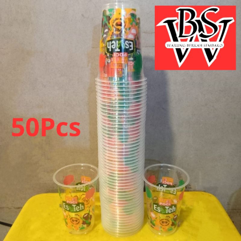 Jual Cup Gelas Plastik Es Teh Poci (16oz / 50 Pcs) | Shopee Indonesia