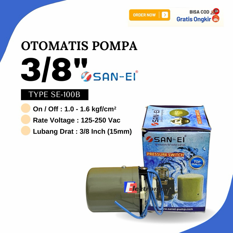 Jual ORIGINAL OTOMATIS POMPA AIR SANEI 3/8" / PRESSURE SWITCH OTOMATIS SANYO SANEI SE-100B ...