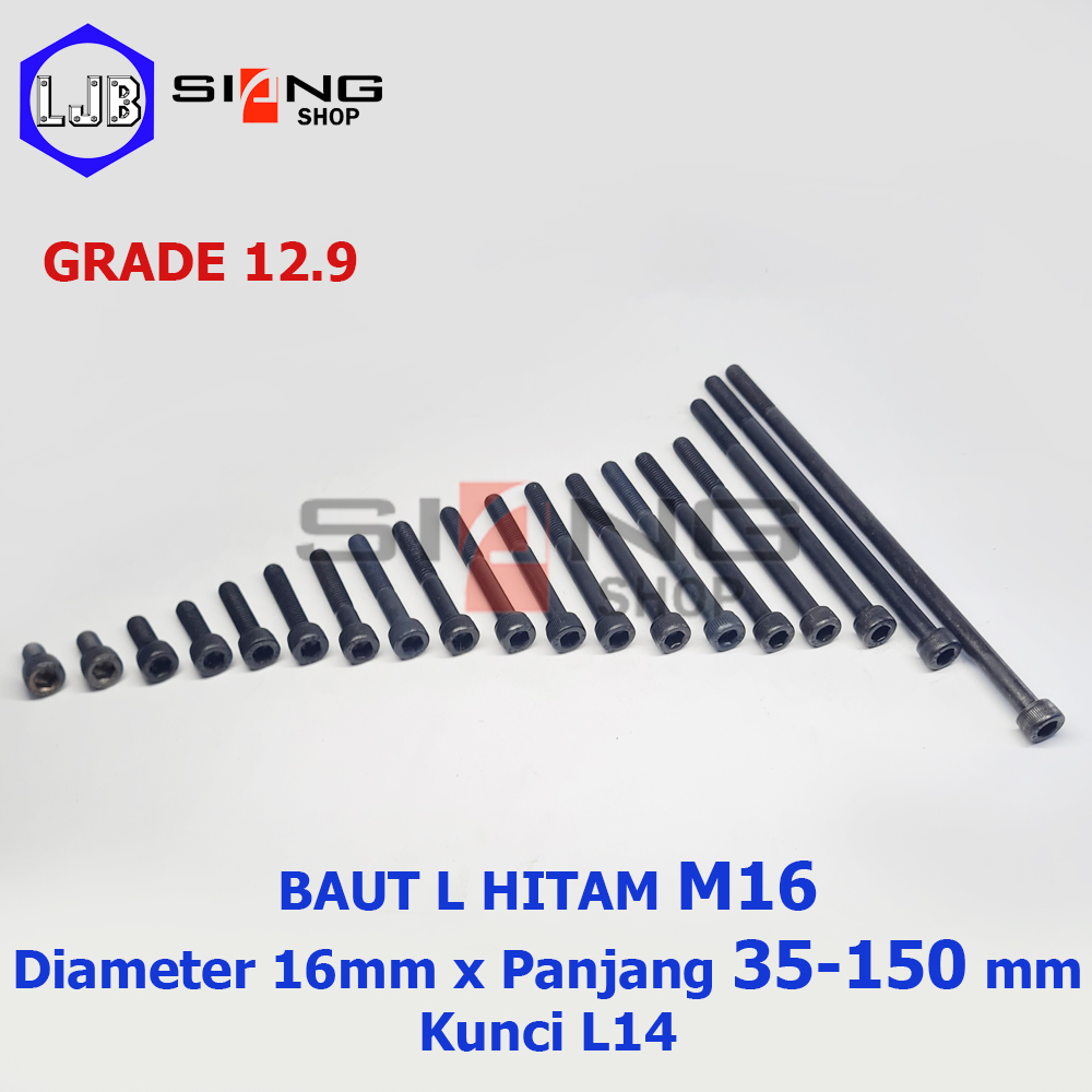 Jual Baut L Baja Hitam M16 Grade 12.9 | Shopee Indonesia