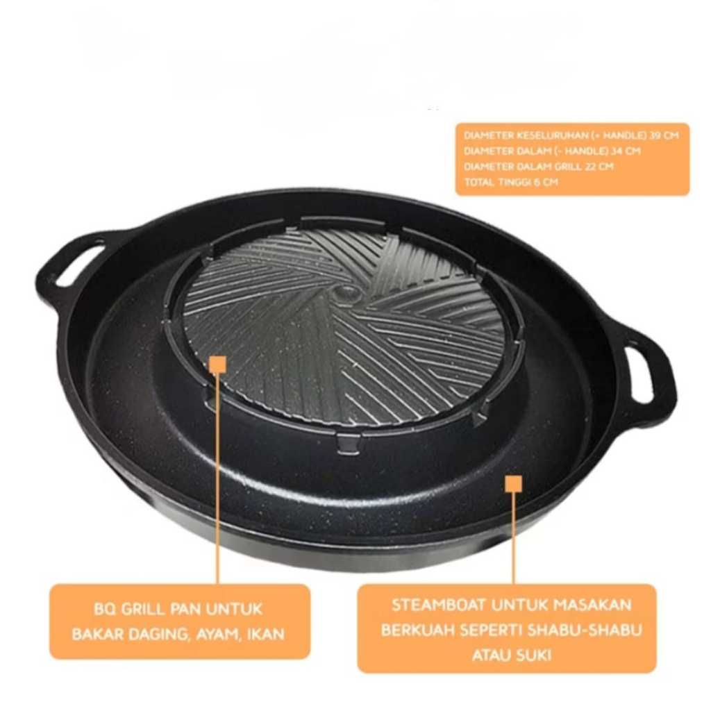 Jual Sukiyaki Bulgogi Pan 2 in 1 Panci Grill Pan shabu shabu Jumbo 34 ...