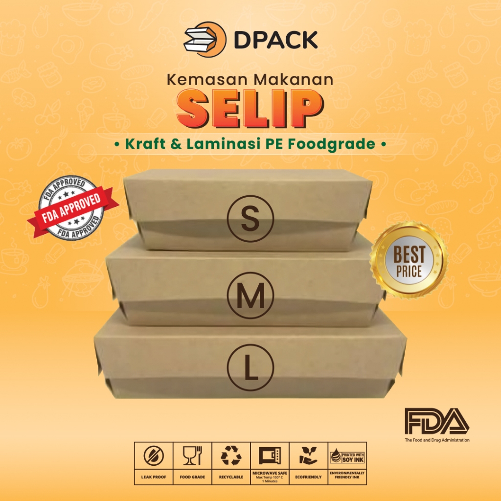 Jual PAPER LUNCH BOX BAHAN KRAFT / KRAFT FULL LAMINASI SIZE S, M & L | Shopee Indonesia