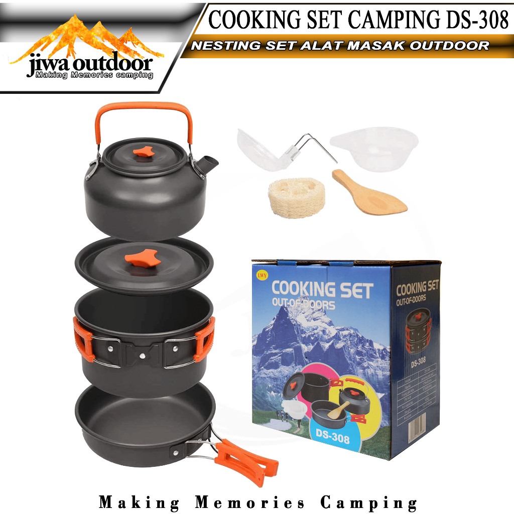 Jual cooking set ds 308 nesting set camping outdoor ds-308 alat masak ...