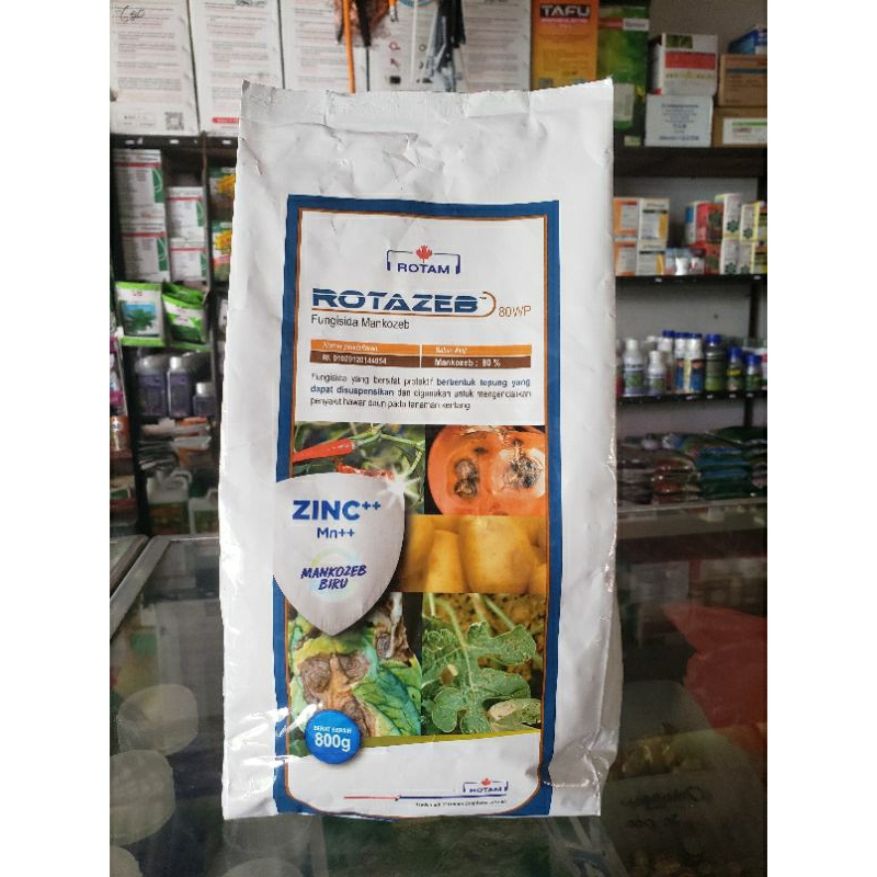Jual Rotazeb 80WP fungisida pengendali penyakit hawar Mankozeb biru 80 ...