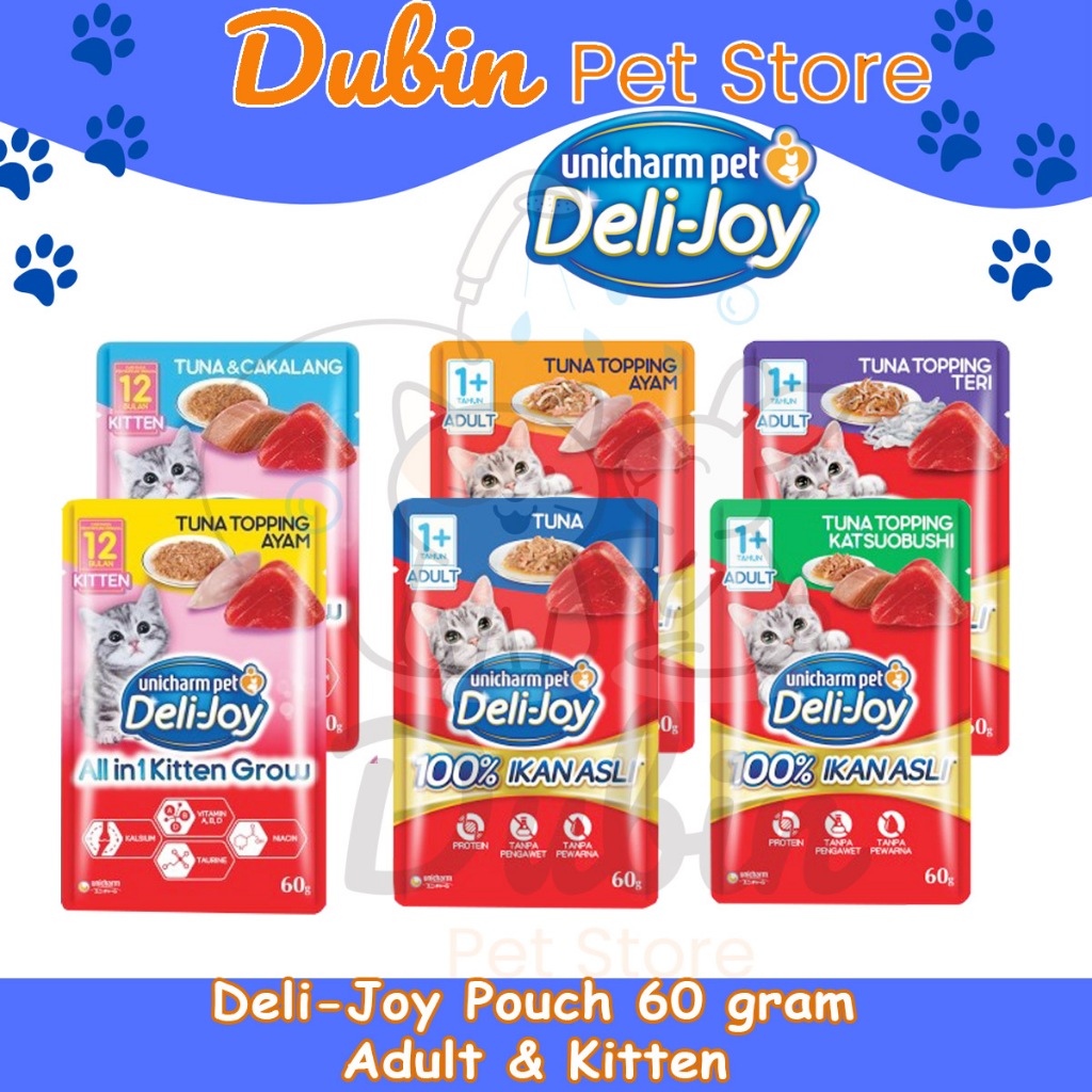 Jual Makanan kucing Deli Joy wet Food Pouch Sachet 60gr | Delijoy pouch ...