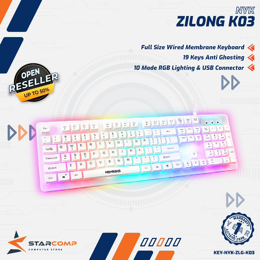 Jual NYK Nemesis K03 ZILONG Pudding Case Full RGB Gaming Keyboard ...