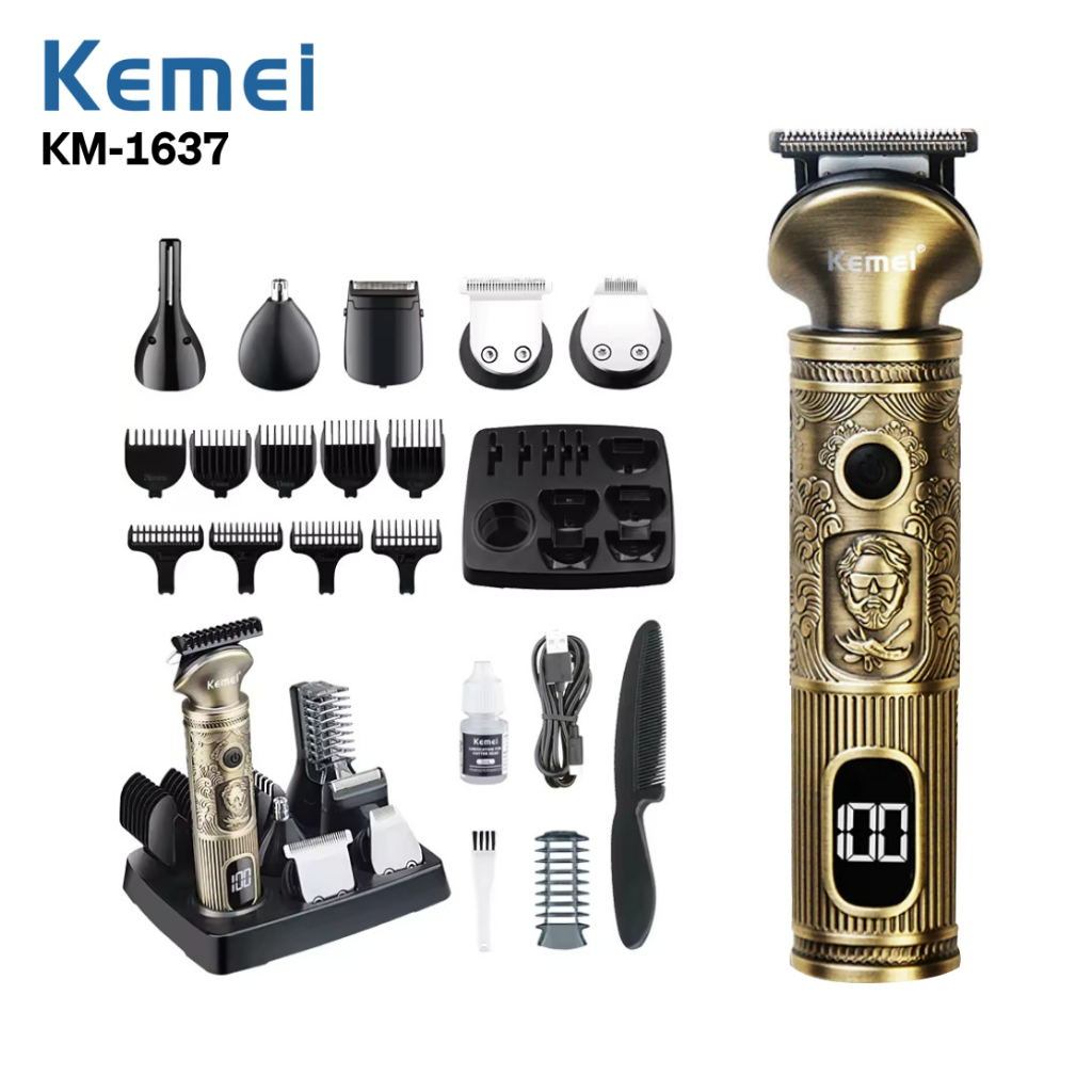 Jual KEMEI KM-1637 Alat Cukur Rambut Elektrik Lengkap 5 Cukuran Kumis Jenggot Bulu Hidung dan ...