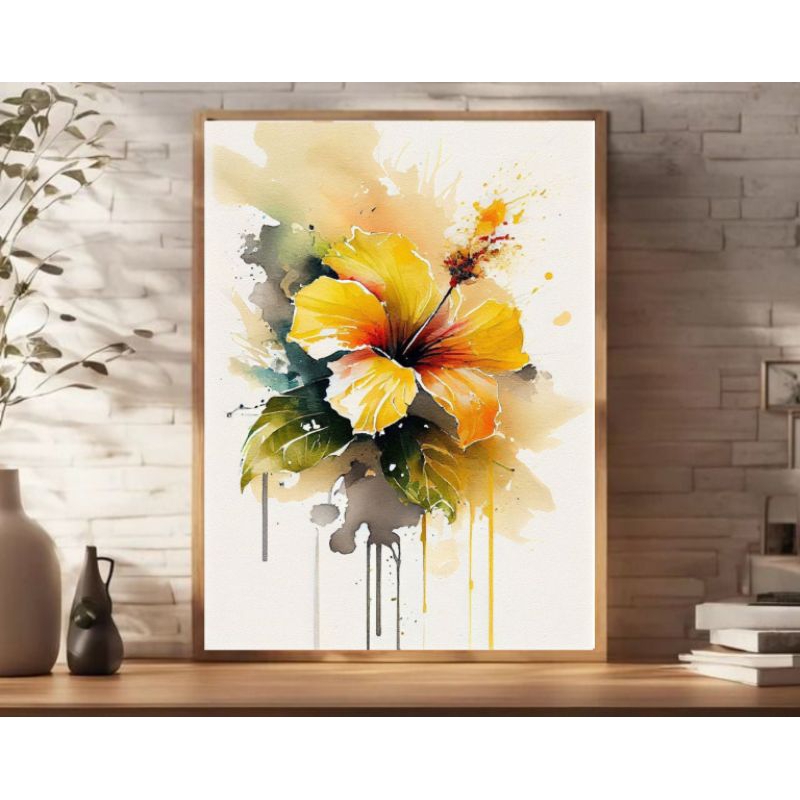 Jual lukisan bunga minimalis ukuran 30cmx40cm asli lukisan tangan tanpa ...