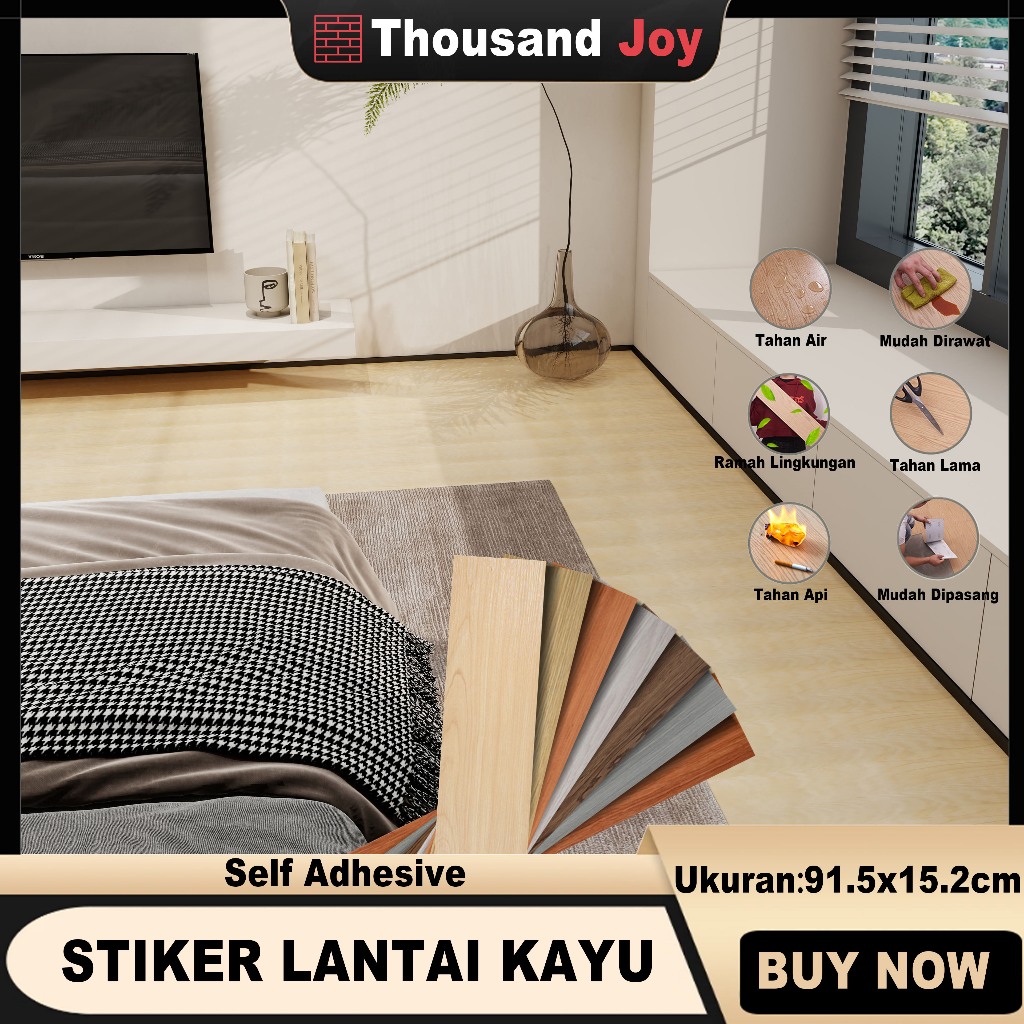 Jual [Thousand Joy] Lantai Vinyl Motif Kayu 91.5cm X 15.2 cm Sticker ...