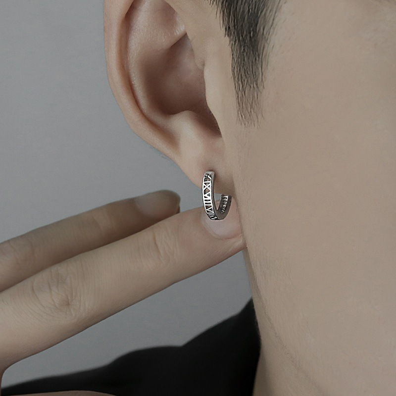 Jual AURAVIBE-Anting pria model baru, desain angka Romawi, anting, gaya ...