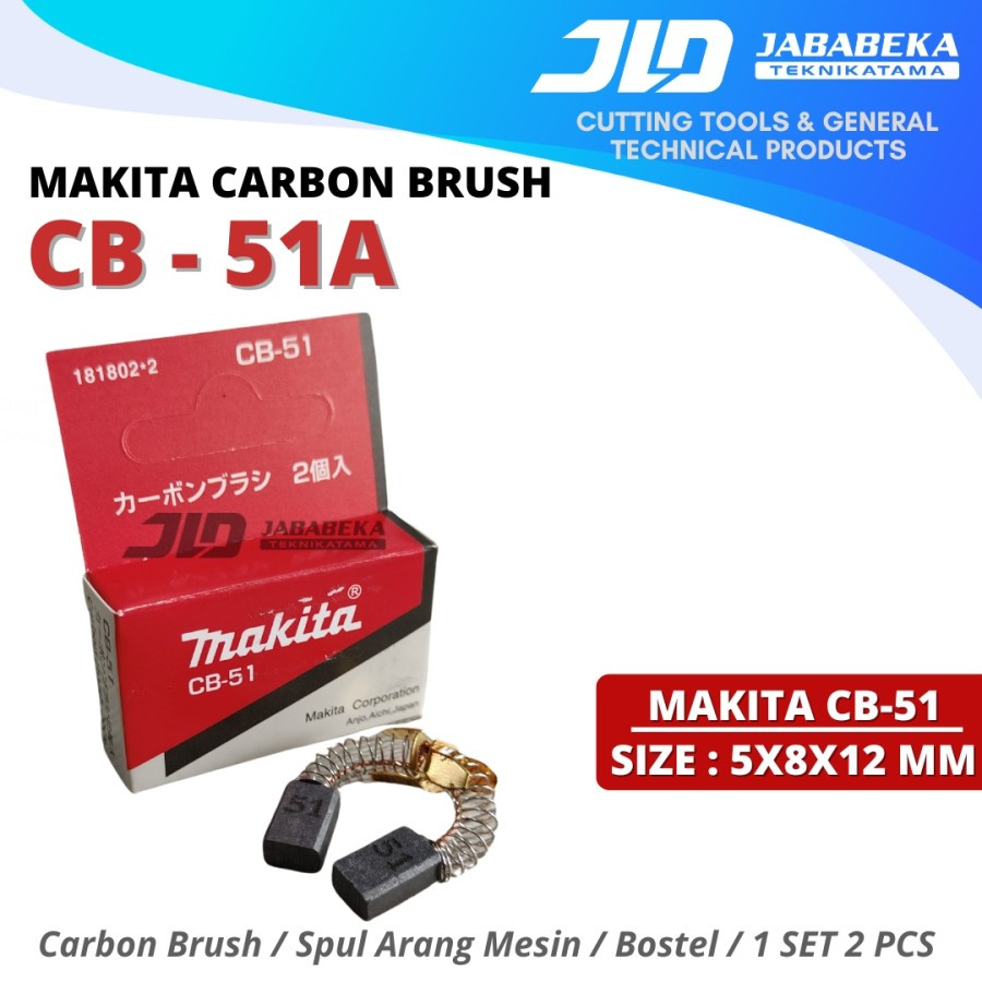 Jual Makita CB-51A Carbon Brush / Spul Arang Mesin / Bostel / CB 51 A 1 SET 2 PCS Original ...