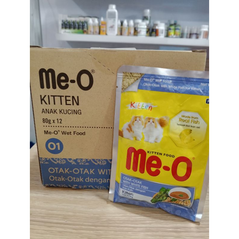 Jual Makanan Kucing Meo Sachet Kitten Otak Otak White Fish 1 Dus 12Pcs ...