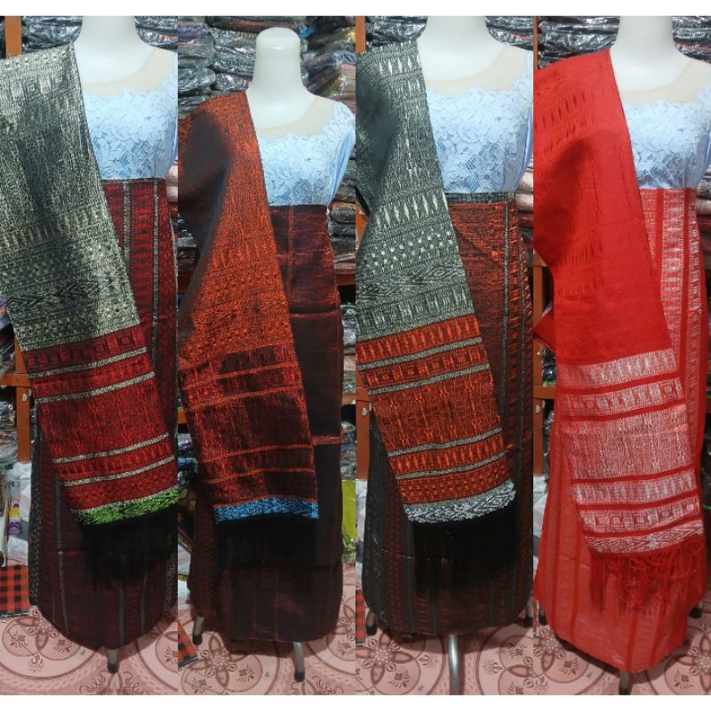 Jual KAIN SONGKET TUMTUMAN TANPA SAMBUNGAN TENUN TOBA SONGKET MERAH ...